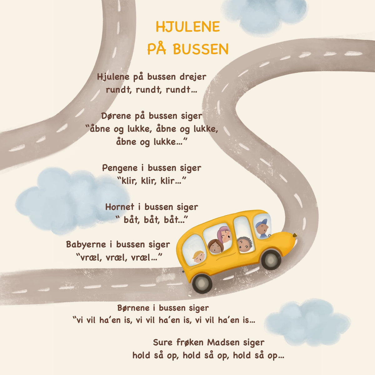 Hjulene På Bussen - Sangplakat – Lille Plakat